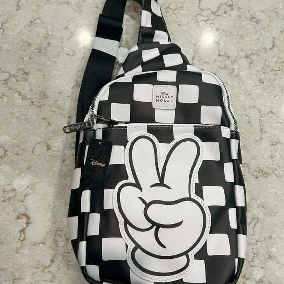 Disney | Bags | Disney Black And White Checkered Mickey Mouse Sling Bag ...